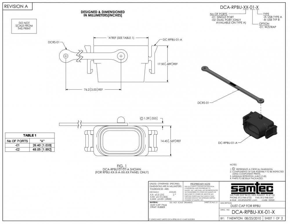 Samtec DCA-RPBU drawing page 1