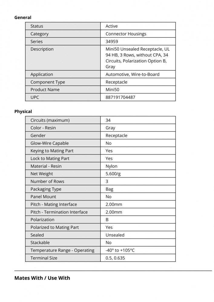 MOLEX Mini50 349590348 technical document page 2