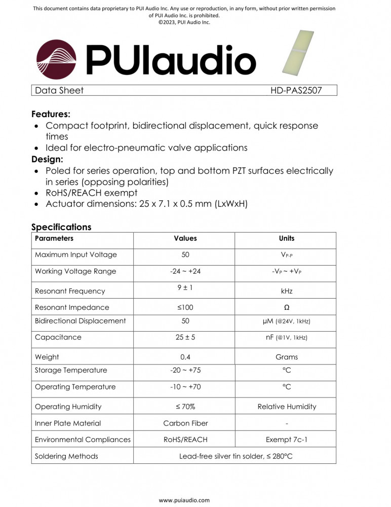 HD-PAS2507 datasheet page 1