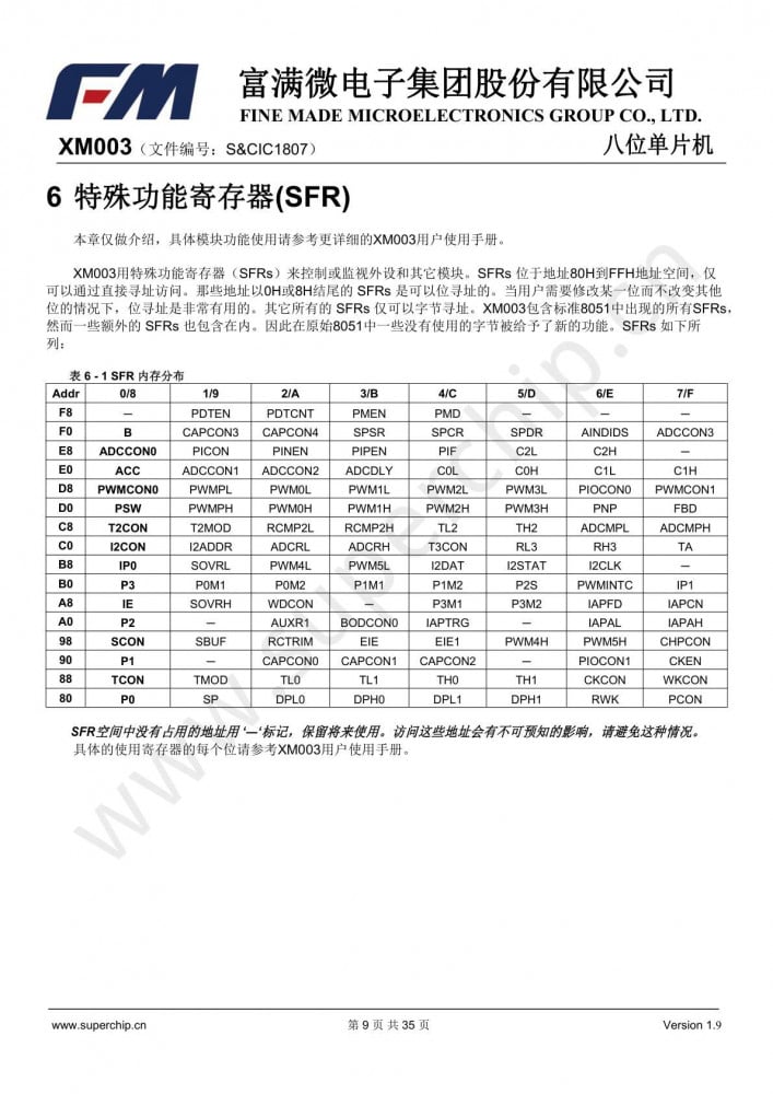 XM003T technical document page 9