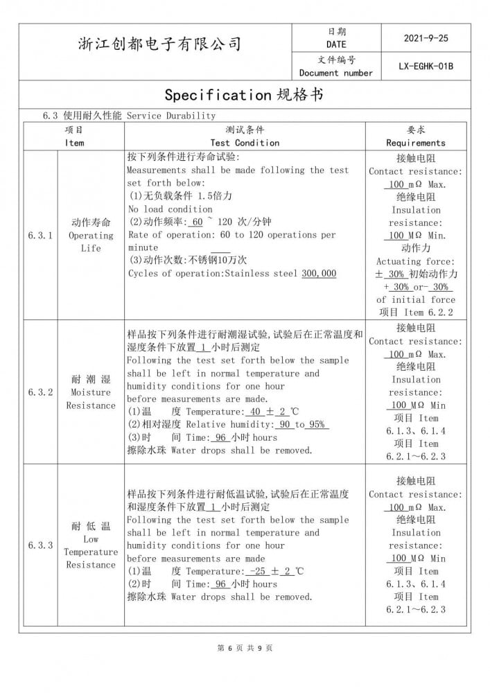 CAX TS-1102ZJ specification page 6