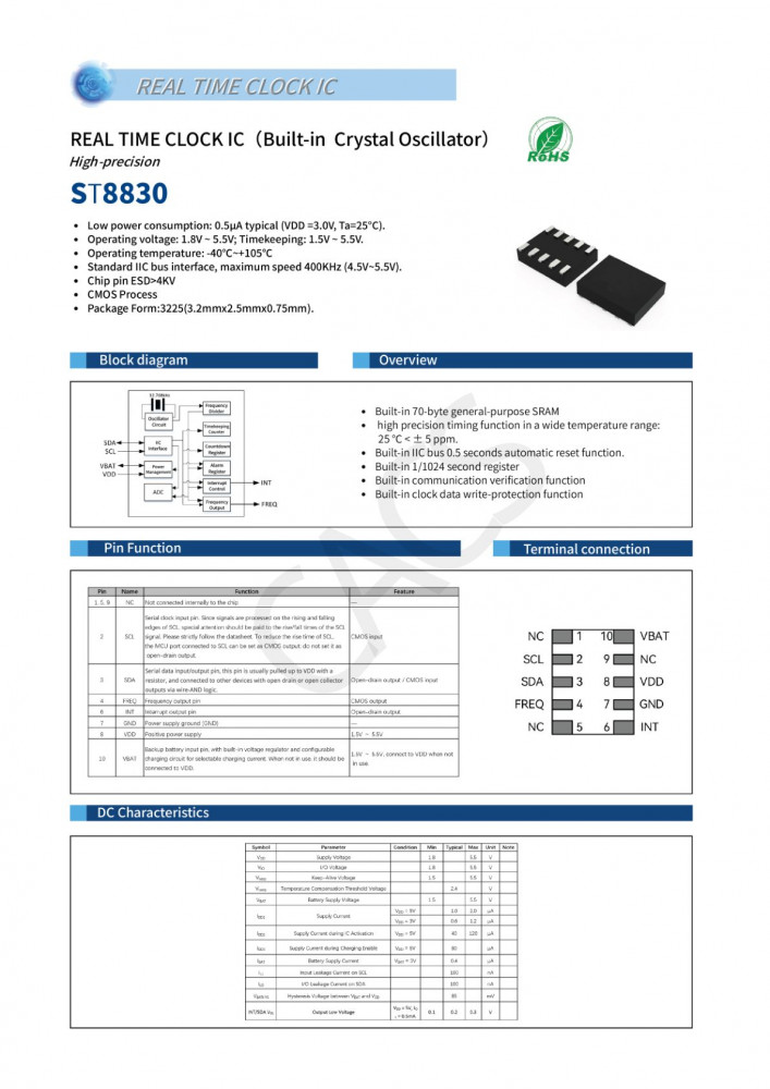ST8830 technical document page