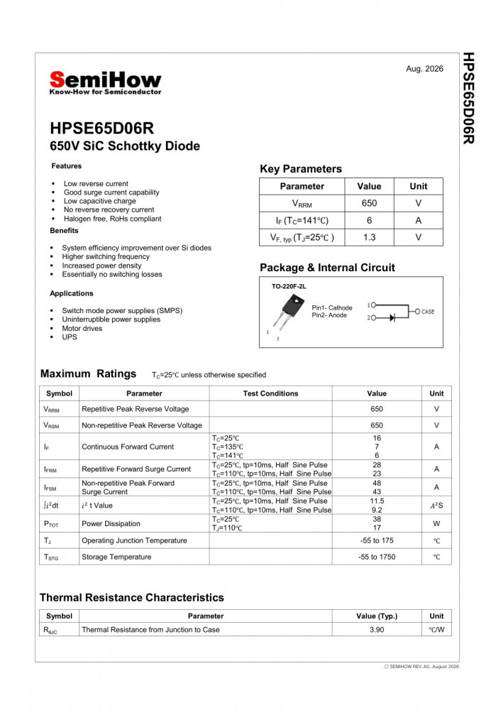 HPSE65D06R datasheet page 1
