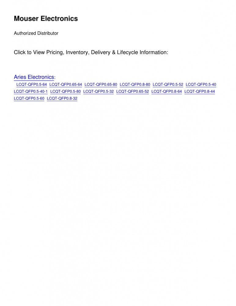 Aries LCQT QFP prototyping adapter technical document page 2