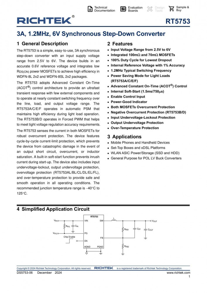RT5753 technical document page 1