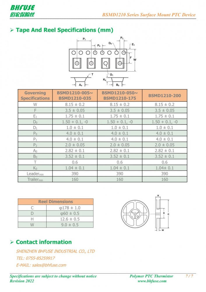 BHFUSE BSMD1210 datasheet page 7