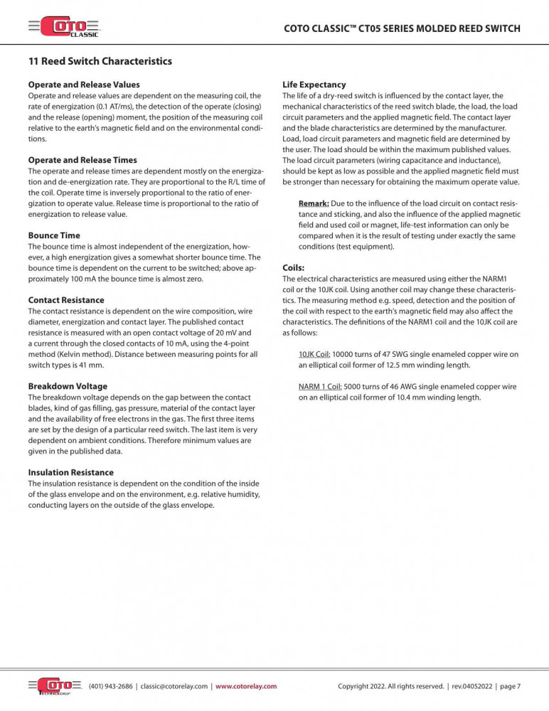 COTO CT05 datasheet page 7