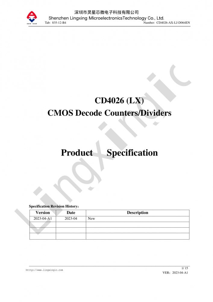CD4026BE(LX) datasheet page 1