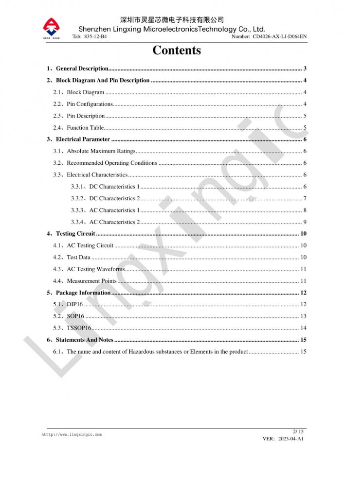 CD4026BE(LX) datasheet page 2