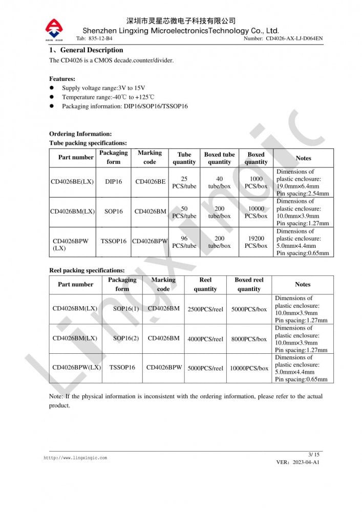 CD4026BE(LX) datasheet page 3