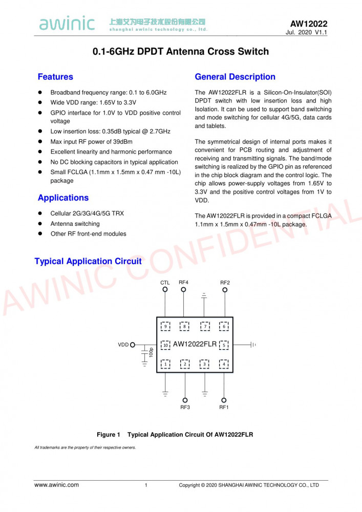 AW12022FLR datasheet page 1