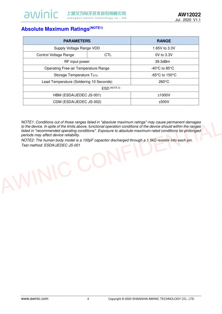 AW12022FLR datasheet page 4