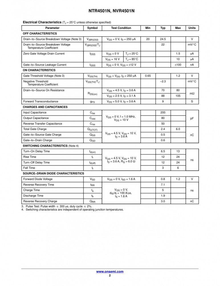 NTR4501NT1G datasheet page 2