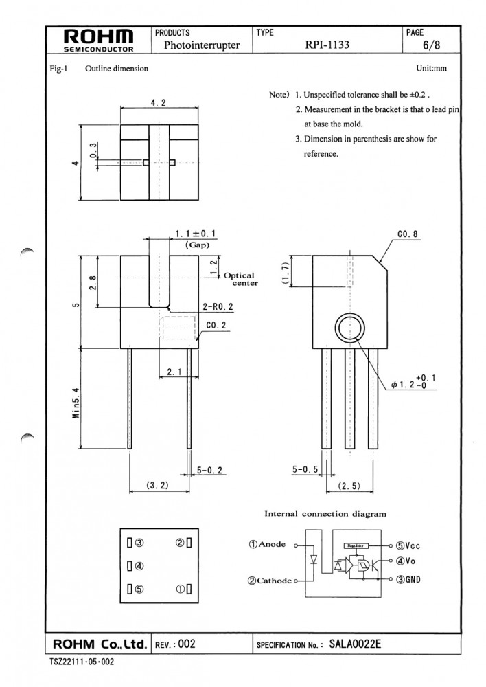 RPI-1133 outline dimensions