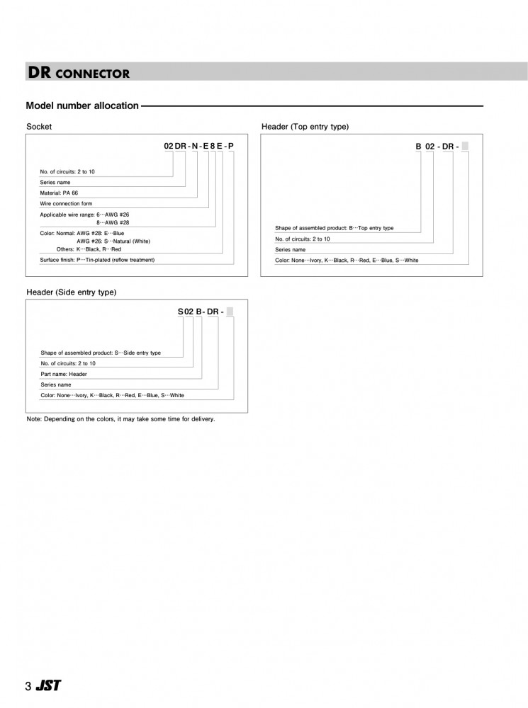 JST DR connector datasheet page 3