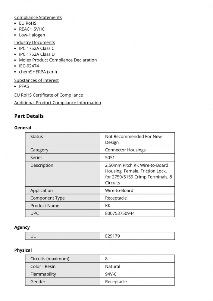 Technical document image 2 for MOLEX 22011082