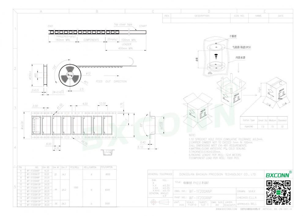 BXCONN WF-1F200A9P technical drawing page 2