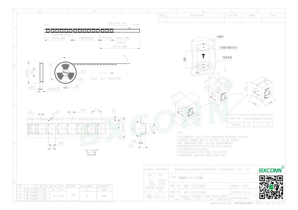 BXCONN WF-1F200A9P technical drawing page 3