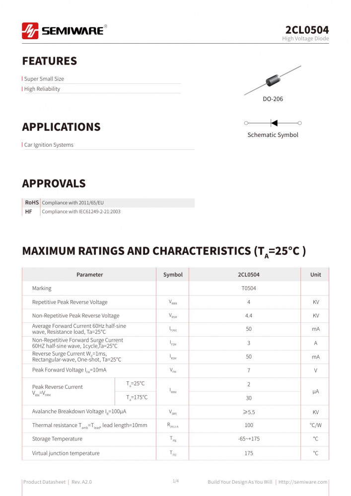 SEMIWARE 2CL0504 datasheet page 1