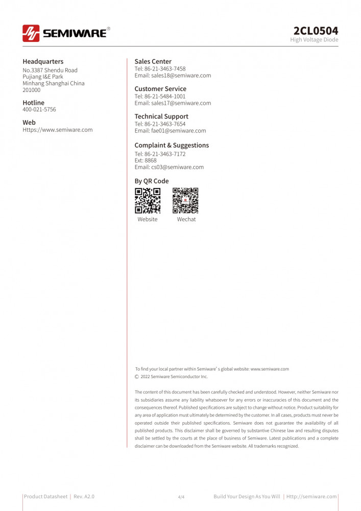 SEMIWARE 2CL0504 datasheet page 4