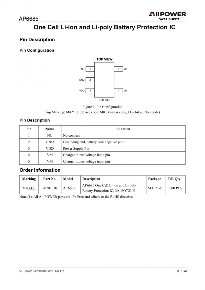 AP6685 datasheet page 2