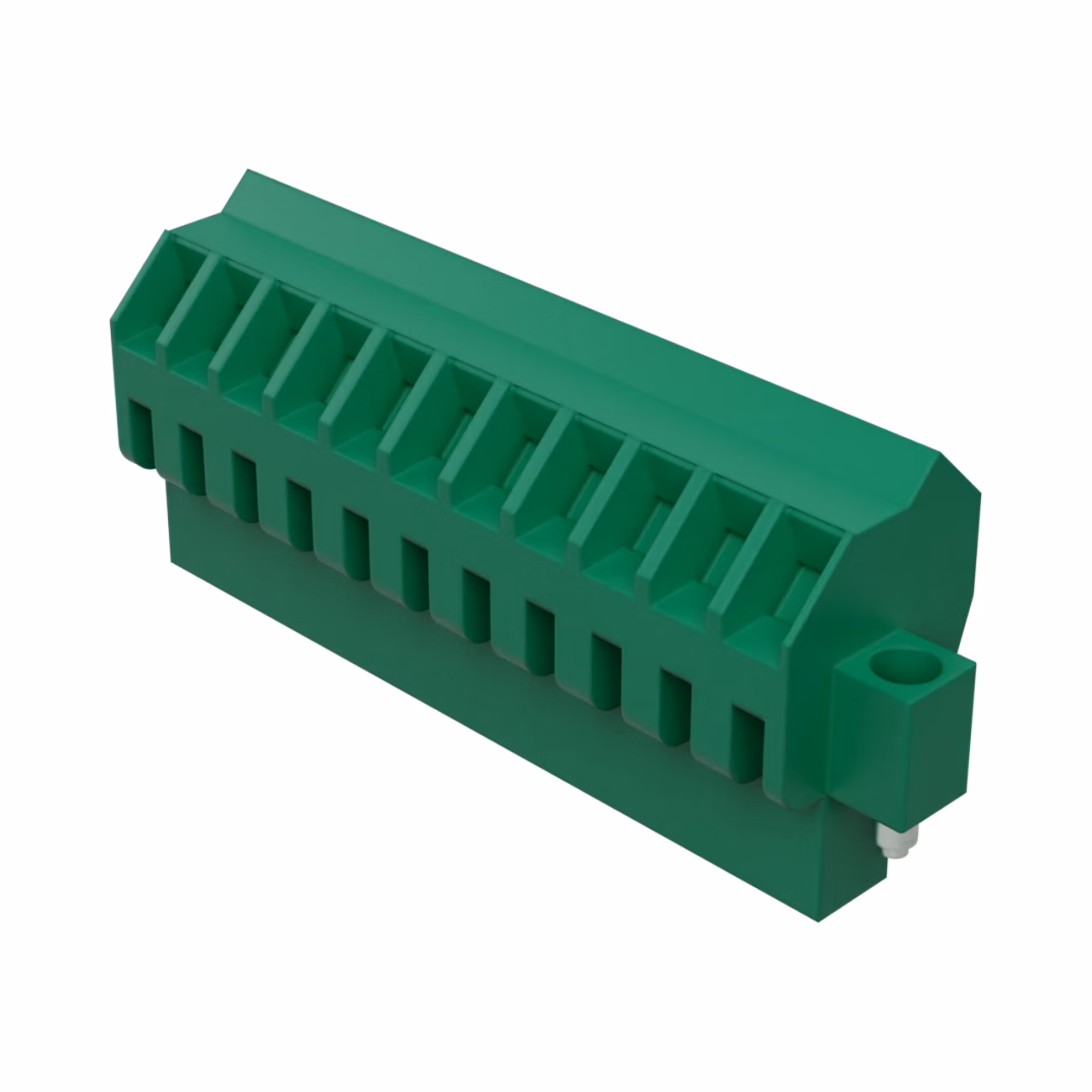 5.08mm Pitch Eurostyle 45° Wire Entry Plug, with Mounting Ends, 11 Circuits, Green for sale