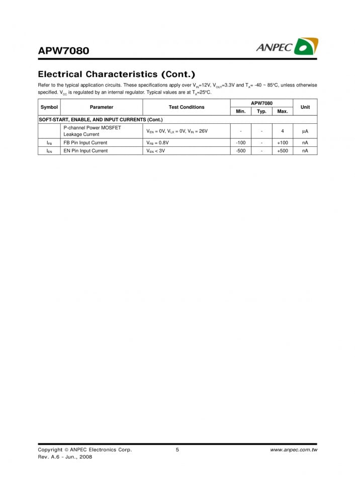 APW7080 datasheet page 5
