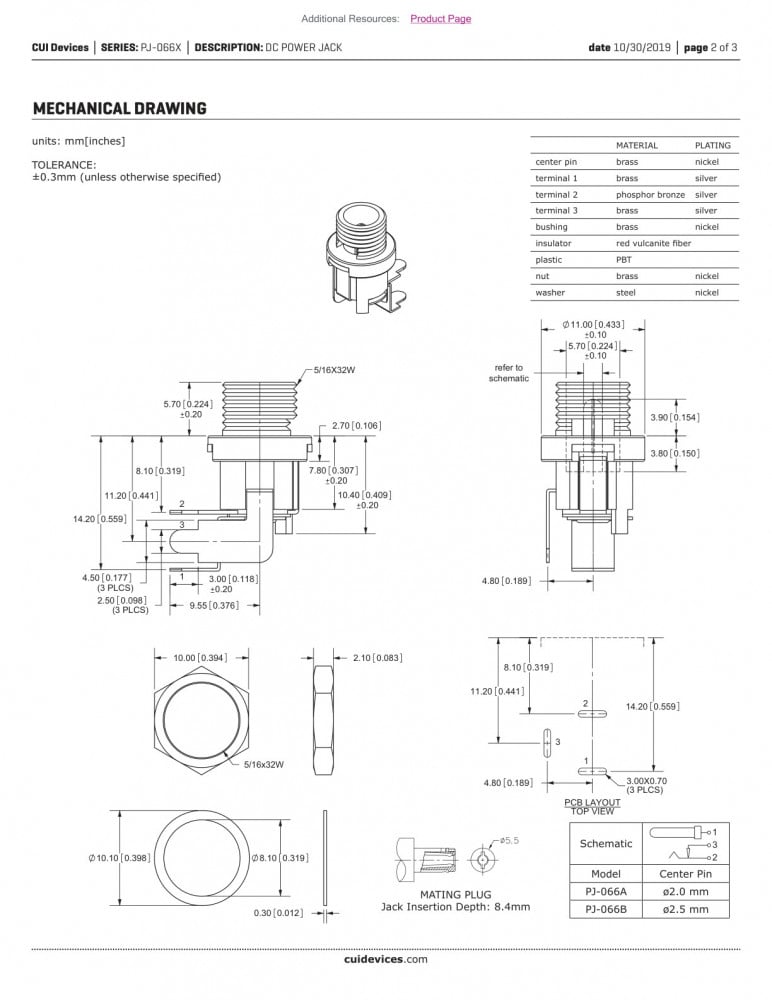 CUI PJ-066A datasheet page 2