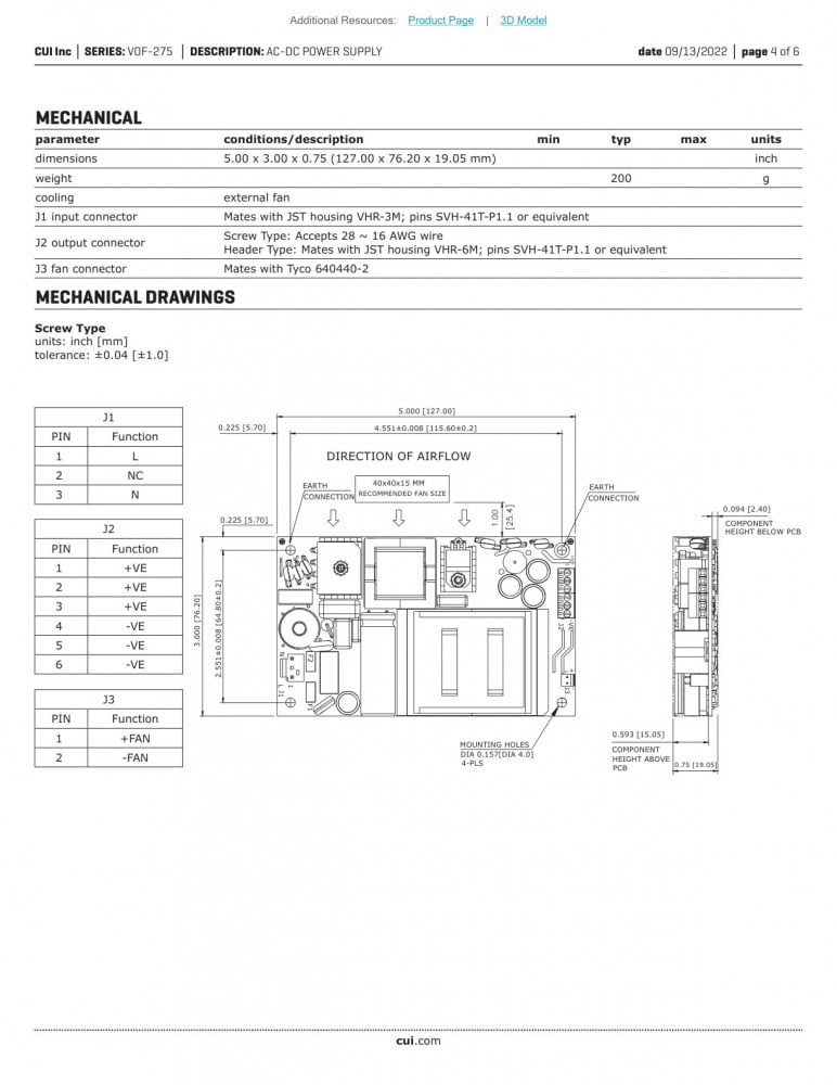 VOF-275-15 datasheet page 4
