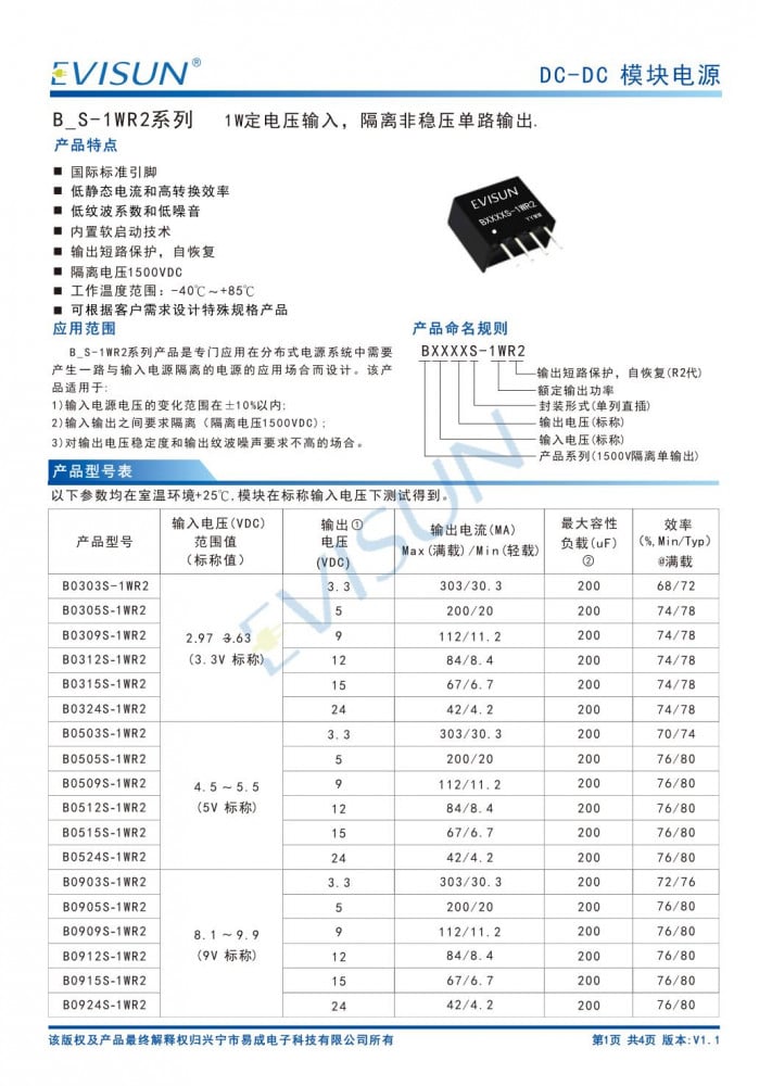 EVISUN B2415S-1WR2 datasheet page 1