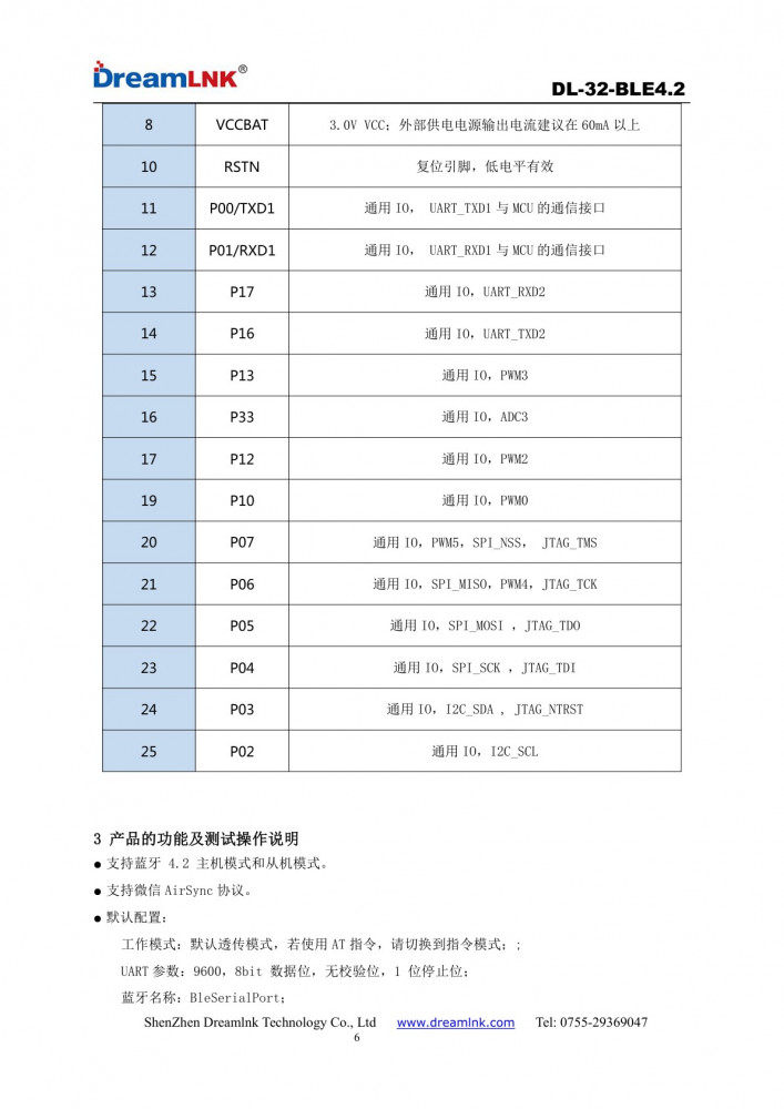 DL-32-BLE4.2 datasheet page 6