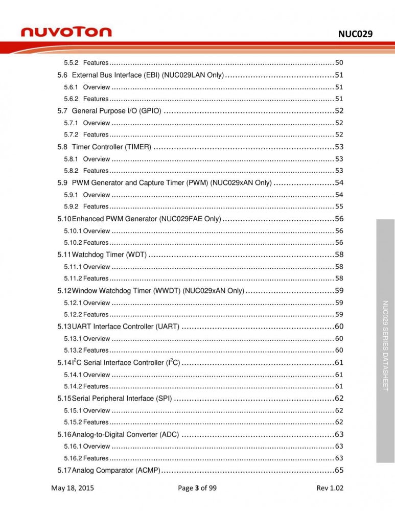 NUC029 datasheet page 3