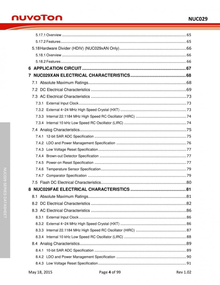 NUC029 datasheet page 4
