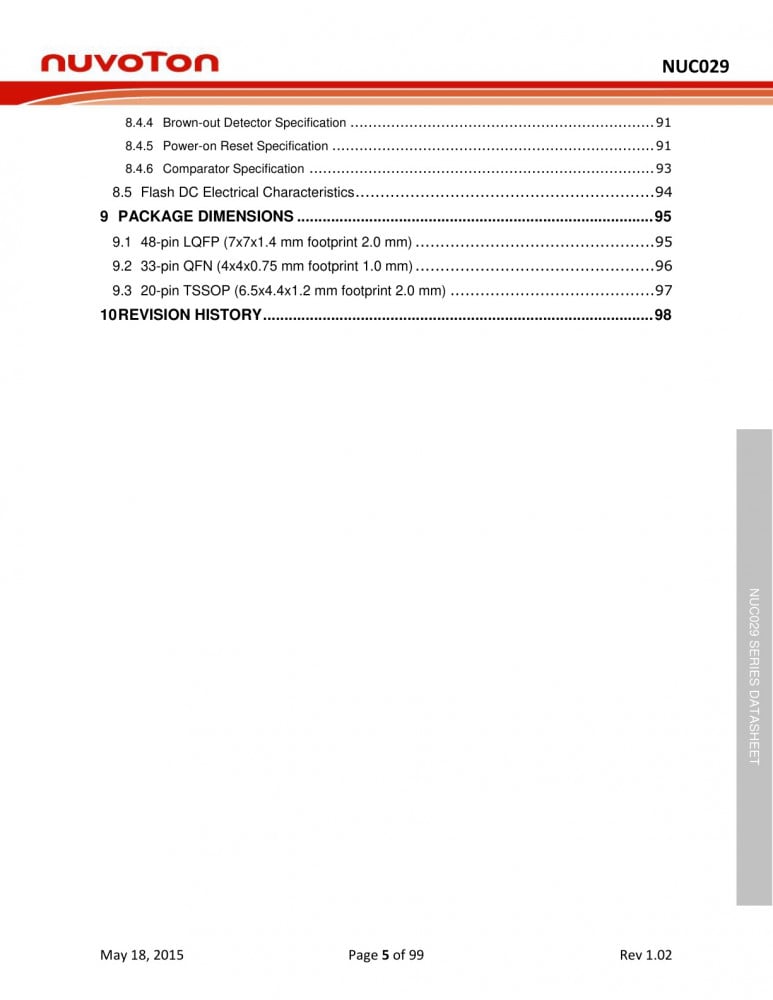NUC029 datasheet page 5