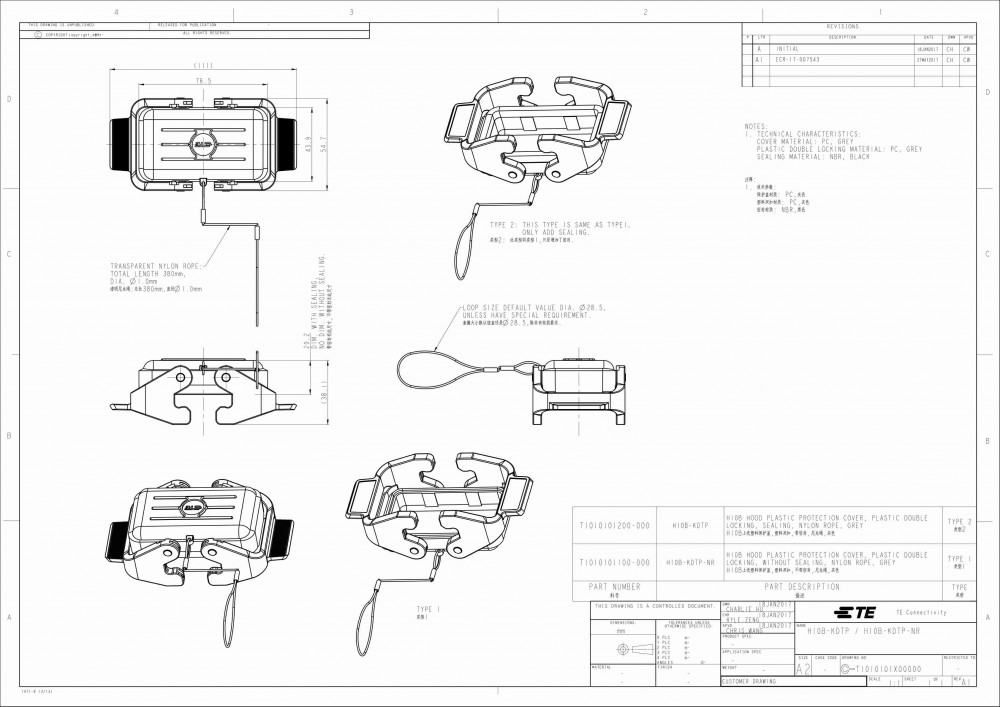 TE Connectivity T1010101200-000 technical drawing preview