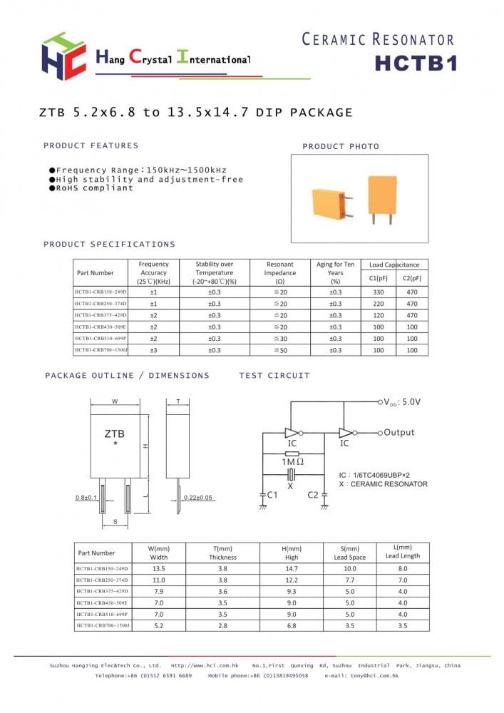 HCI HCTB1 CRB package datasheet preview