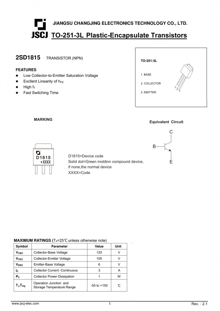 2SD1815 datasheet page 1