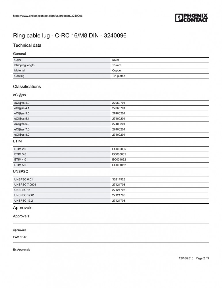 Phoenix Contact 3240096 technical data