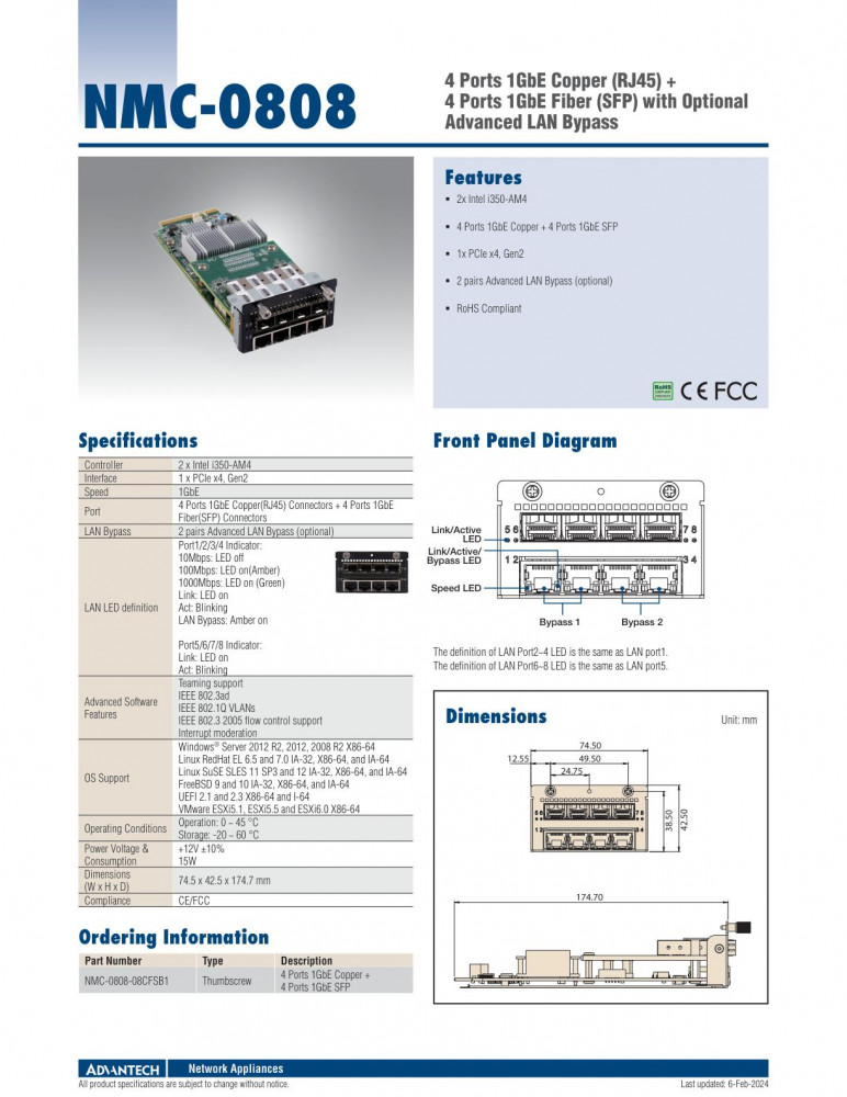 ADVANTECH NMC-0808 product document page