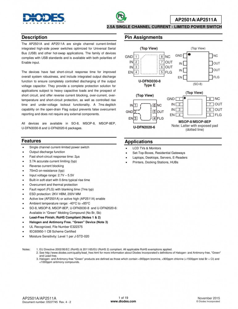 AP2511ASN-7 datasheet page 1
