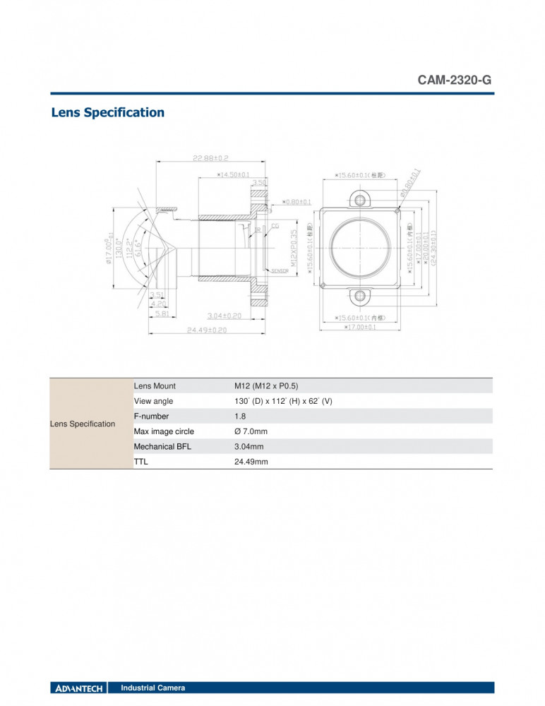 CAM-2320-G product documentation page 2