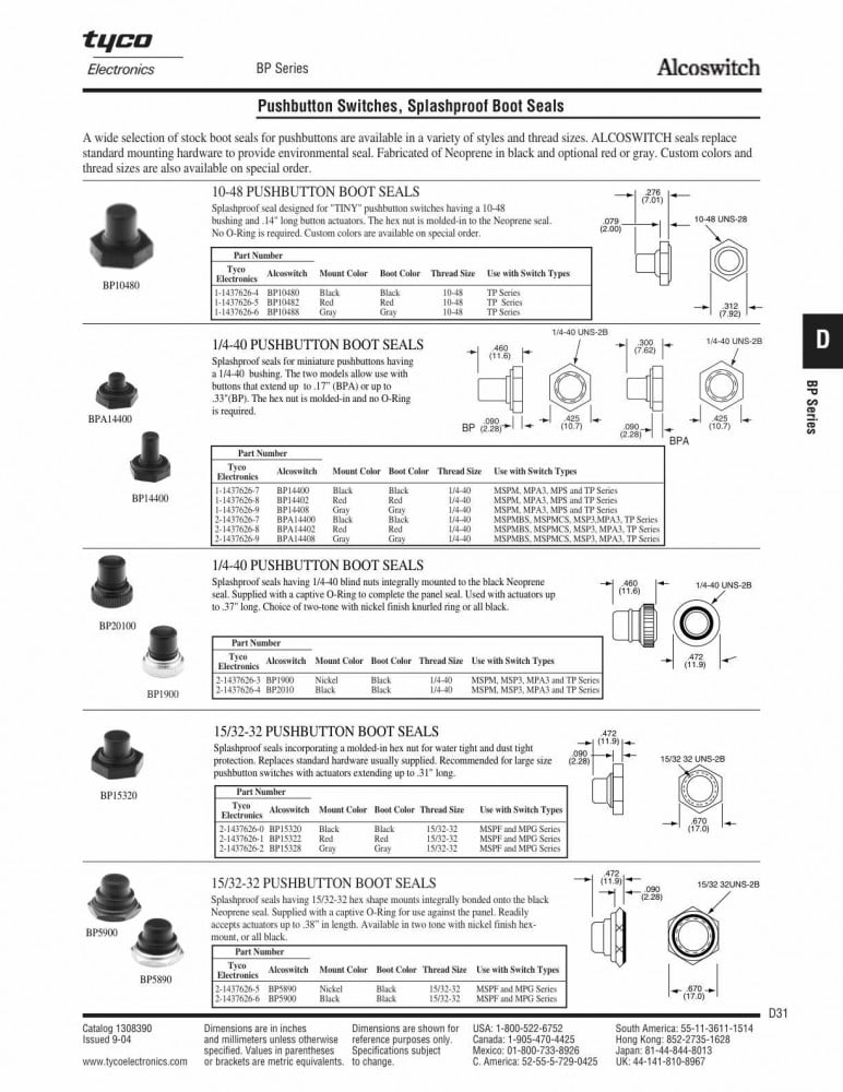 TE Connectivity pushbutton switch document page 10