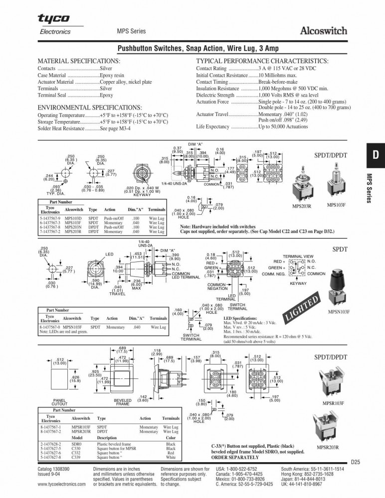 TE Connectivity pushbutton switch document page 4