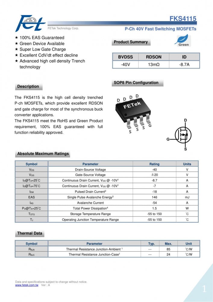 FKS4115 datasheet page 1