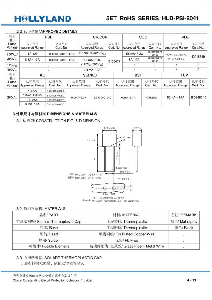 HOLLY 5ET specification page 4