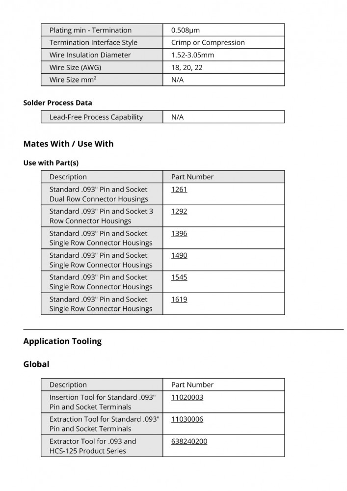 Molex .093 standard pin and socket terminals document page 3