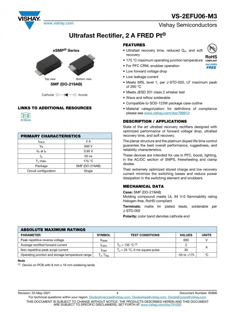 VS-2EFU06-M3/I datasheet page 1