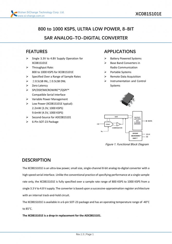 XC081S101E datasheet page 1