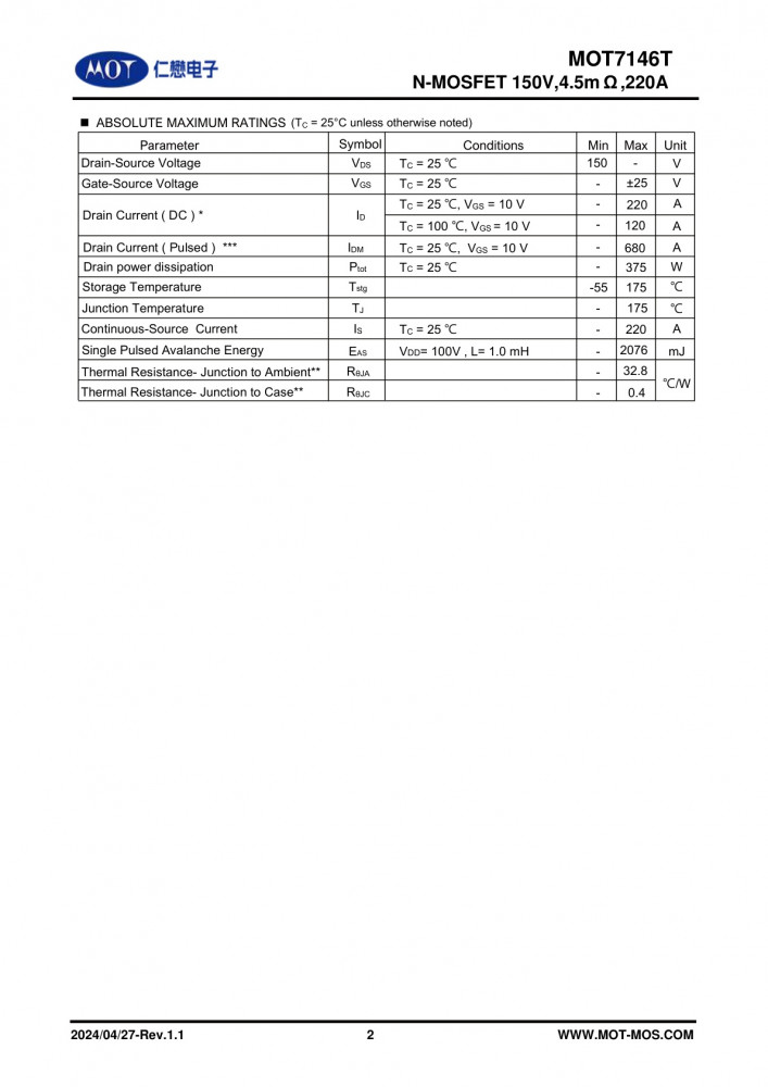 MOT7146T datasheet page 2
