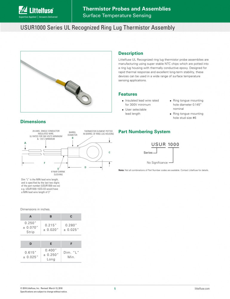 USUR1000 series technical document page 1